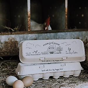 20 Egg Cartons – Adorable Printed Vintage Design Flattop Carton for your Farm Fresh Eggs, 100% Recycled & Eco-friendly Cartons, Sturdy & Reusable, Holds Small to XL Chicken Eggs