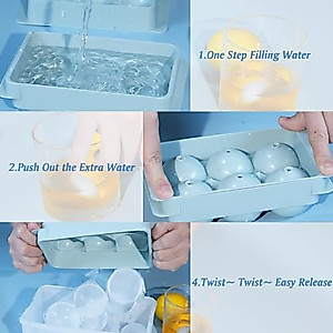 Miaowoof Ice Ball Maker for Mini Fridge, 2.0 Inch Easy Release Round Ice Cube Trays, Space-Saving Large Ice Cube Molds, 2 Pack Ice Trays for Freezer with Lid, Whiskey Ice Cubes for Cocktails & Bourbon