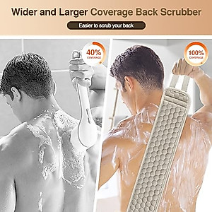 Suntee Exfoliating Back Scrubber & Exfoliating Sponge Pad Set for Shower, Bath Shower Scrubber for Men and Women, Luffa Scrubber to Deep Clean Relax Your Body (36.5'' Length 4.5'' Width)
