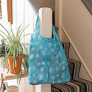 ECO CHIC Lightweight Foldable Reusable Shopping Bag | Water Resistant Shopping Tote Bag | Folds Into Attached Pouch for Storage | Made from Recycled Plastic Bottles (Save the Planet)