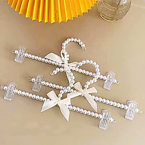 5 Pcs Plastic Artificial Pearl Pants Hangers Jeans Hangers Delicate Clothes Hangers with Clip for Trousers Skirts Jeans Slacks Pants,9.4 Inch