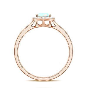 Natural Ethiopian Opal Diamond Halo Engagement Ring, AAA Quality, 5X7MM Pear Shaped Opal Teardrop Ring - Ready To Gift, 14K Rose Gold, Size:US 8.00
