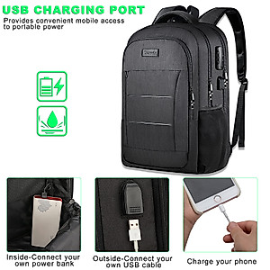 Tzowla Travel Laptop Backpack,Durable Water Resistant Anti-Theft 50L Extra Large 17.3 Inch with USB Charging Port and Lock Fit Computer Business Bookbag for Women Men Gift-Black