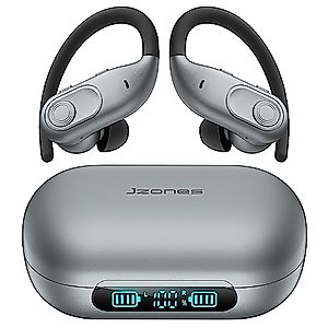 Wireless Earbuds Bluetooth Headphones 130Hrs Playtime with 2500mAh Wireless Charging Case LED Diaplay Hi-Fi Waterproof Over Ear Earphones for Sports Running Workout Gaming (Gray)