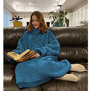 Oversized Wearable Blanket Hoodie for Women Men Comfy Sweatshirt with Giant Pocket Hooded Blanket for Adult As a Gift One Size Fits All