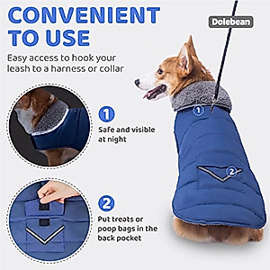 Dog Coat Winter Snow Jacket Cold Weather Warm Clothes Waterproof Windproof Vest for Medium Large Small Dogs Adjustable Blue S