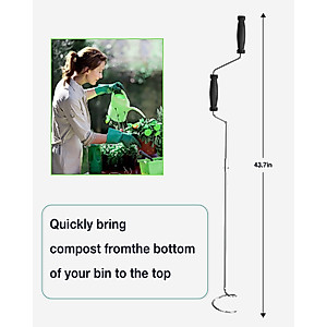 EJWOX Compost Aerator Tool - Manual Compost Turner and Mixing Tool for Outdoor Compost Tumbler Bins,Stainless Steel Rotating Compost Turning Tool