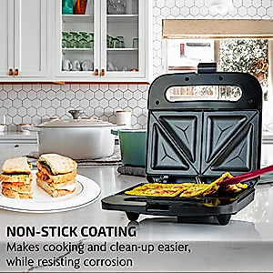 Ovente Electric Sandwich Maker with Non-Stick Plates, 750W Indoor Grill Kitchen or Dorm Essentials Easy to Clean and Storage, Perfect for Breakfast Grilled Cheese Egg Bacon and Steak, Black GPS401B