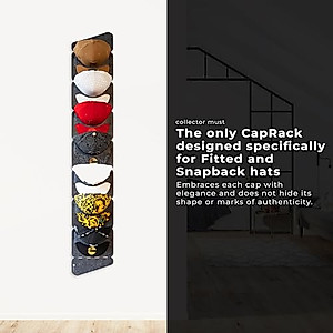 CT Design CapRack, The Original Fitted Cap Display, No Assembly Required Snapback Baseball Hat Organizer and Storage Solution, Lightweight Hat Rack for Flat Billed Caps. Dark Grey