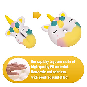 Anboor 4.5 Inches Squishies Unicorn Donut Kawaii Soft Slow Rising Scented Doughnut Squishies Stress Relief Kid Toys