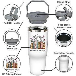 soeufnwhf Christian Gifts for Women, Inspirational Religious Gifts, Bible 30 oz Christian Tumbler with Handle Stainless Steel Insulated Bible Faith Cups Mugs Water Bottle