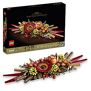 LEGO Icons Dried Flower Centerpiece 10314 Botanical Collection Crafts Set for Adults - Artificial Flowers with Rose and Gerbera, Table or Wall Decoration, Home Décor