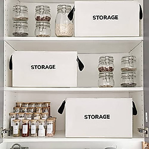 Goodpick Large Storage Bins Rectangle Fabric Basket for Clothing, Toy Storage Basket for Nursery, Organizer Baskets for Shelves, Beige, 2-Pack, 16.9 x 11.0 x 9.8 inches