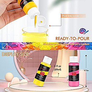 Caliart Acrylic Paint Set With 12 Brushes, 24 Colors (59ml, 2oz) Art Craft Paints Gifts for Artists Kids Beginners & Painters, Easter Basket Stuffers Pumpkin Canvas Ceramic Rock Painting Supplies Kit