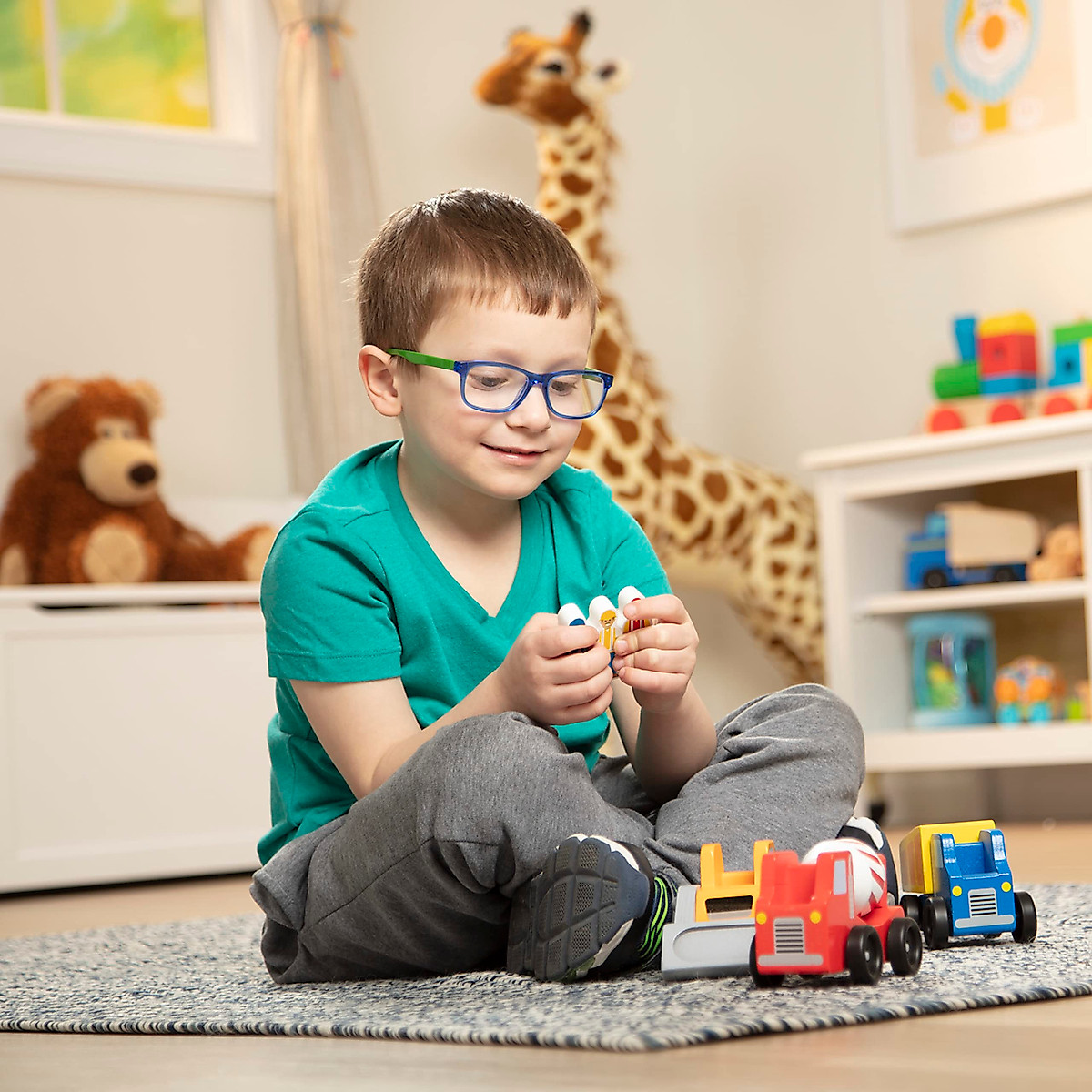 Melissa & Doug Construction Vehicle Wooden Play Set (8 pcs)