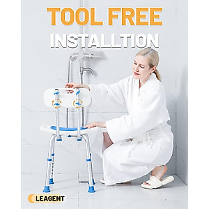 Leagent HSA FSA Shower Chair with Back, Shower Stool for Inside Shower, Shower Seat for Inside Tub, Bath Chair for Inside Bathtub for Elderly/Handicap