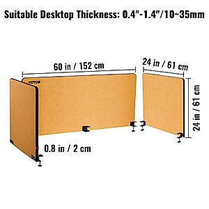 VEVOR Desk Divider, 60'', Sound Absorbing, Visual Privacy and Noise Reduction, 3 Panels Privacy Acoustic Panel for Home Office Classroom, Yellow