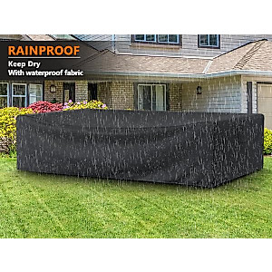 STARTWO Patio Furniture Covers, Waterproof Heavy Duty 500D Outdoor Sectional Sofa Cover, 126x64x28in, Patio Cover for Outdoor Furniture with Windproof Buckles, Patio Table and Chair Set Cover, Black