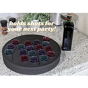 Polar Whale Basketball Shaped Shot Glass Holder Floating Tray Table for Pool Beach Spa Hot Tub Club Party Float Indoor Outdoor Durable Foam Serving Rack 14 Inches Wide Holds 18 Shots