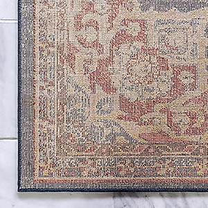 Unique Loom Utopia Collection Traditional Classic Vintage Inspired Area Rug with Warm Hues, 9 ft x 12 ft, Navy Blue/Burgundy