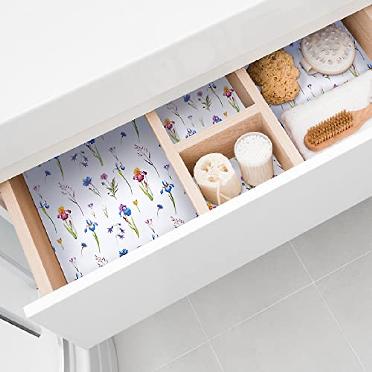 24 Sheets Scented Drawer Liners Drawer Liners for Dresser Non Adhesive Paper Sheets Fragrant Drawer Paper Liner for Shelf Closet Dresser Drawers Home Bedroom (Bright Flowers)