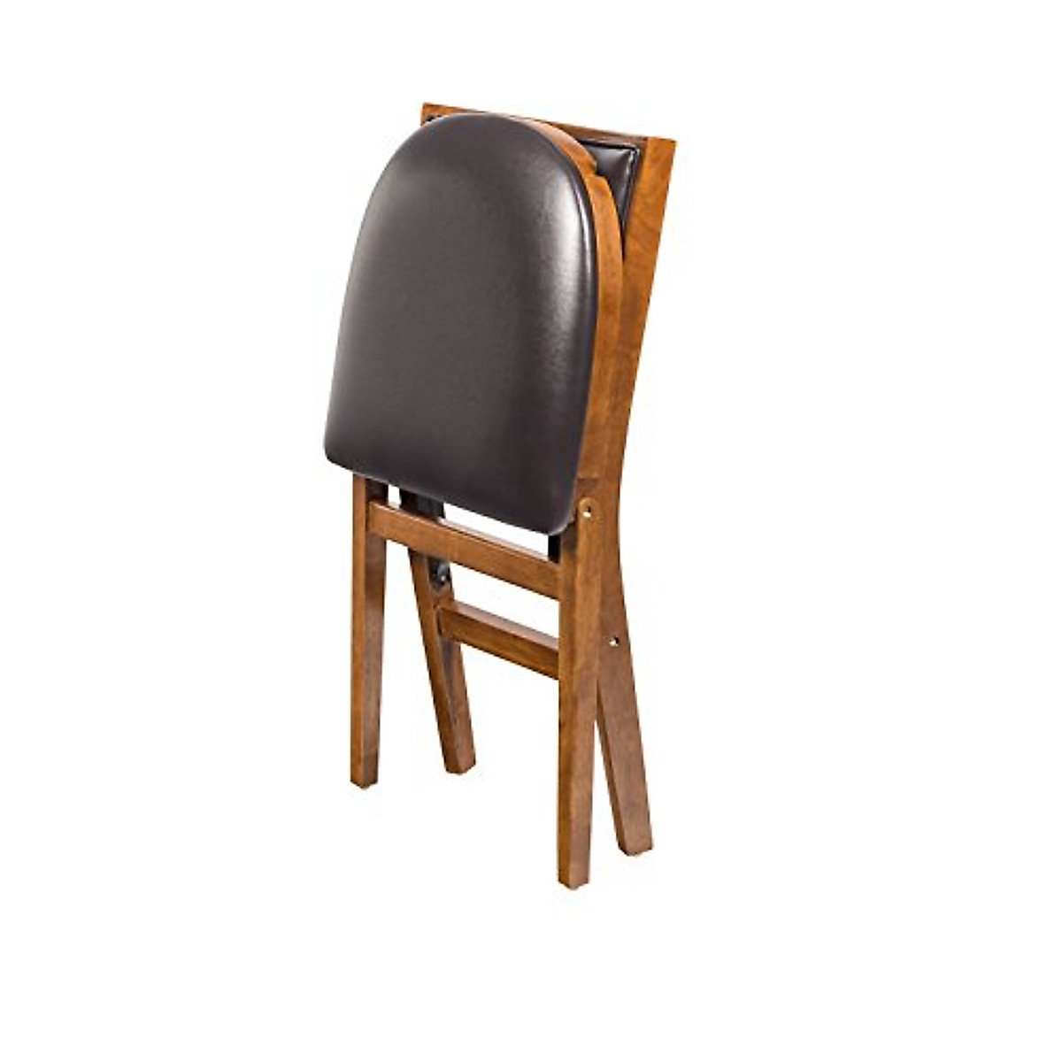 Meco STAKMORE Retro Upholstered Back Folding Chair Fruitwood Finish, Set of 2