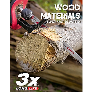 EZARC Wood Pruning Reciprocating Saw Blade 9 Inch, Fleam Ground Teeth Pruning Saw Blades for Tree Trimming, Wood/Wet Wood Cutting, 5 Pieces