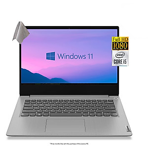 Lenovo IdeaPad Laptop, 14" FHD Display, Intel Core i5 Processor (Quad Core, up to 4.2 GHz), 12GB DDR4 RAM, 512GB PCIe SSD, Webcam, WiFi, HDMI, SD Card Reader, Windows 11 with JAWFOAL