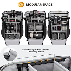 TARION Large Camera Backpack Bag - Large Photo Backpack with 𝐃𝐮𝐚𝐥-𝐒𝐢𝐝𝐞 𝐎𝐩𝐞𝐧𝐢𝐧𝐠 15.6" Laptop Sleeve Waterproof Raincover DSLR Backpack for Outdoor Photography Hiking Travel Black HX-L