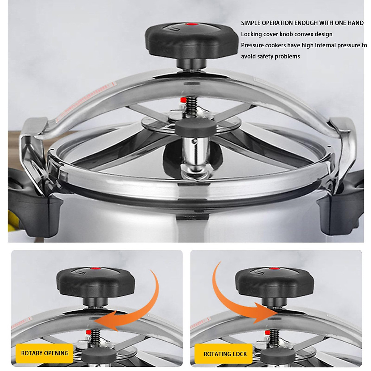 Aluminum Pressure Cooker, 3L/4L/5L Large Capacity Pressure Cooker for Gas Stove Induction Cooker, Explosion Proof Pressure Canner with Easy Lock Lid, Fast Cooking Cookware (3L-18CM Bottom)