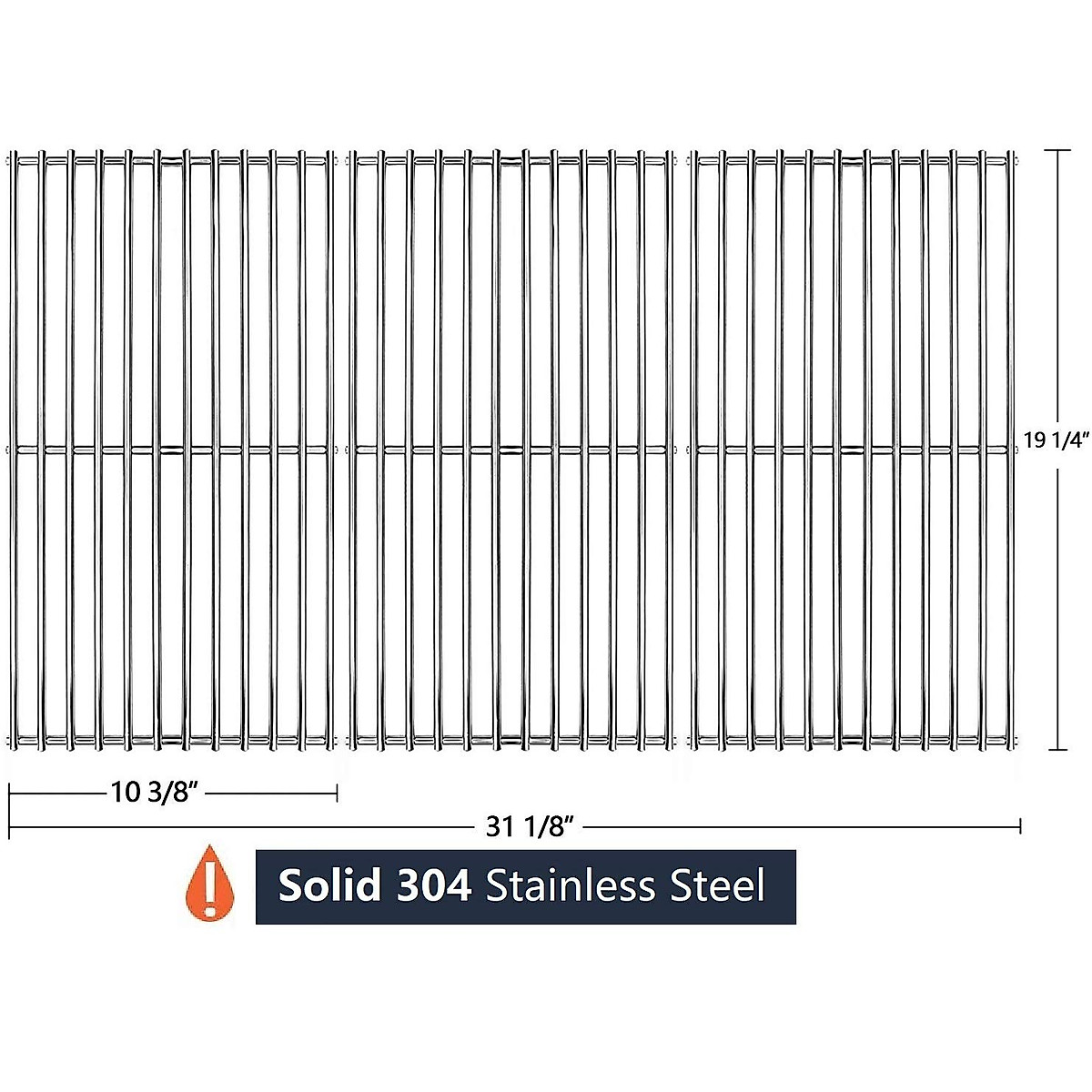 Hongso 19 1/4" SUS304 Stainless Steel Cooking Grid for Gas Grill Brinkmann, Charmglow, Costco, Jenn Air, Members Mark, Nexgrill, Perfect Flame and Other Grill Grates Replacement, 3 pieces SCI1S3