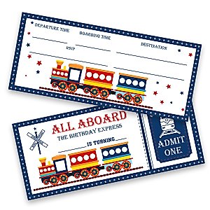 LyoGao 20 Pack Train Birthday Party Ticket Invitations With Envelopes Blue Boarding Pass Train Theme Train Ticket Invitations Fill in Invites Card