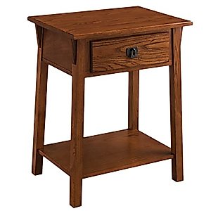 Leick Home Favorite Finds Nightstand Table with Shelf, Russet/Blackened