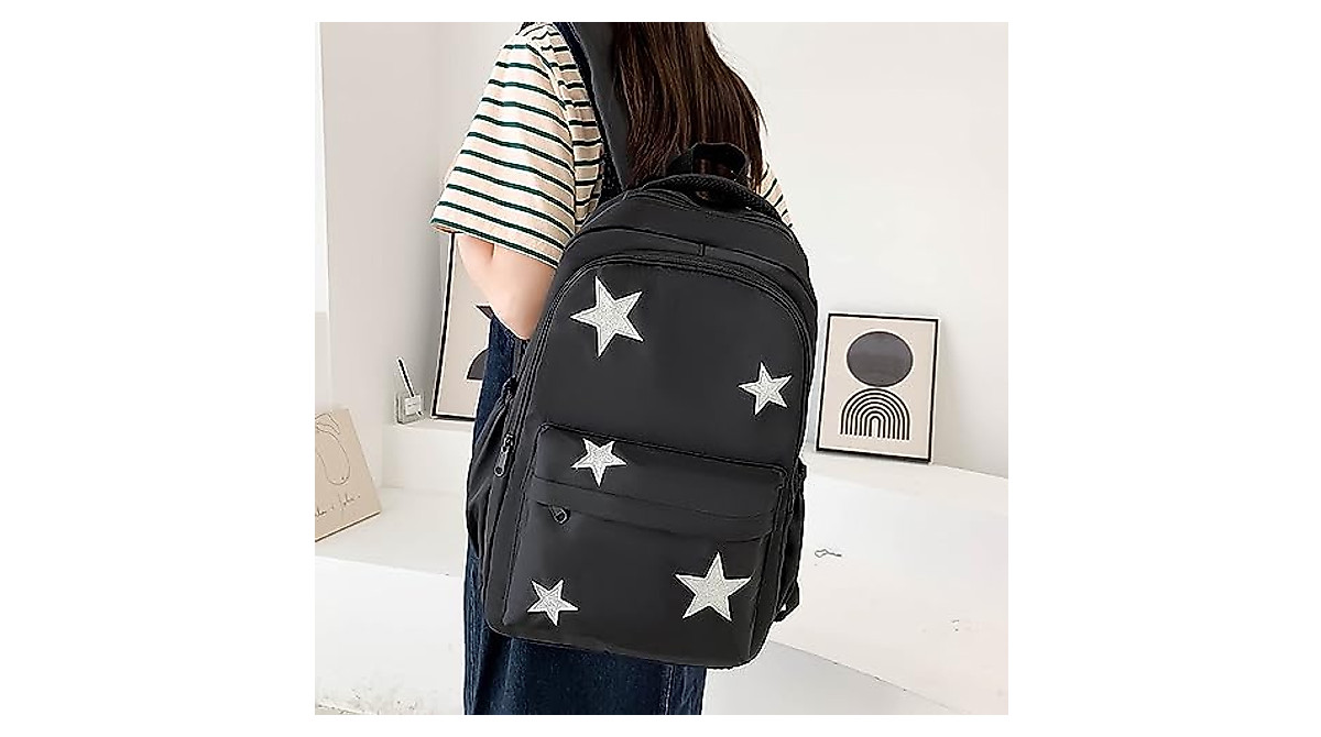 JHTPSLR Y2K Aesthetic Backpack - Sparkling Silver Stars