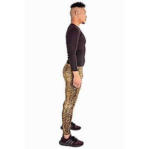 Kapow Meggings Metallic, Velvet & Special Material Men's Leggings (Golden Cobra, Large)