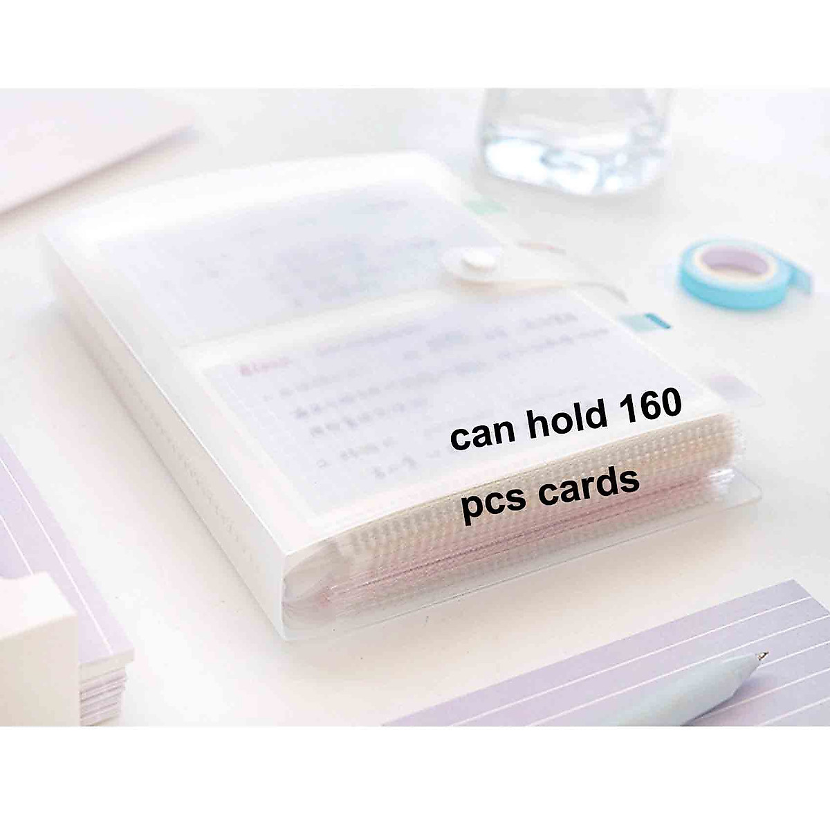 YOAVIP 3x5 Index Cards Clear Plastic Holder Organizer Pouches Book Binder 40 Page Hold 160 Cards