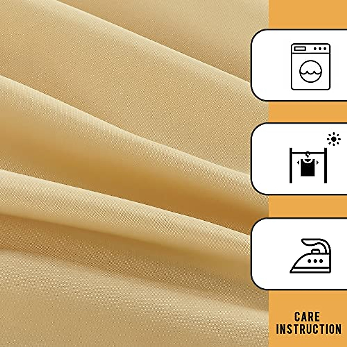 Obstal 2 Pack Table Clothes for 6 Foot Rectangle Tables - Water Resistant Washable Fabric Polyester Rectangle Table Cover for Outdoor/Indoor Uses, Champagne, 72L x 30W x 30H Inches