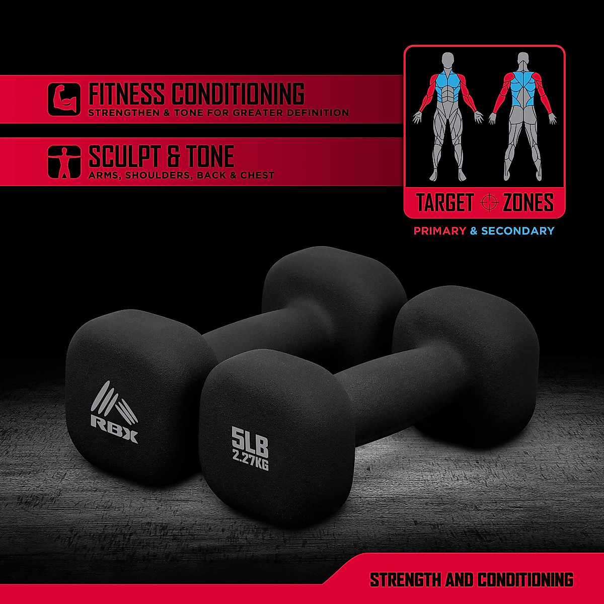 RBX | Sculpt and Tone Hand Weights – 5lb/10lb Pair