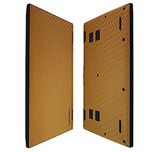 Skinomi Gold Carbon Fiber Full Body Skin Compatible with Toshiba Satellite Radius (2015, 14 inch)(Full Coverage) TechSkin with Anti-Bubble Clear Film Screen Protector
