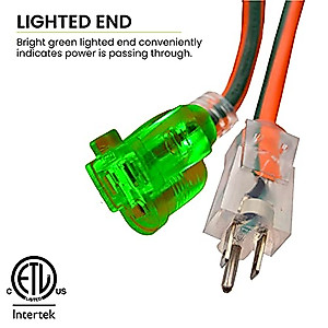 GoGreen Power GG-13725 16/3 25’ SJTW Outdoor Extension Cord, Lighted End, 25 Ft (2 Pack)