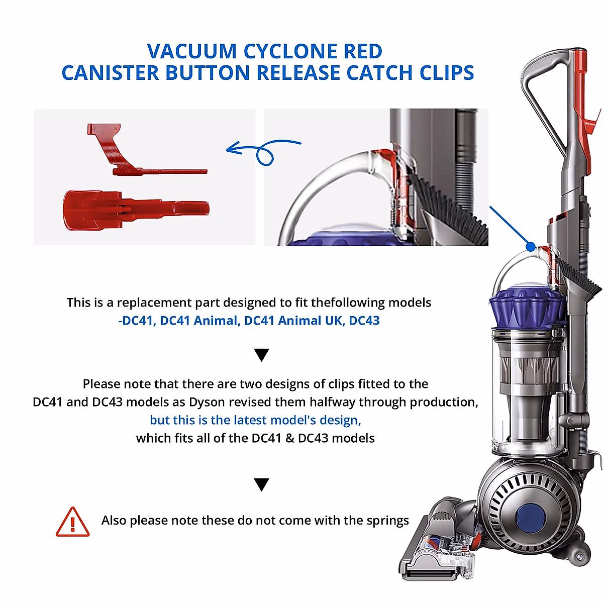 SuperDi Vacuum Cyclone Red Canister Button Release Catch Clips Compatible with Dyson DC41, DC43 DC65