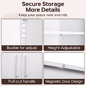 AFAIF Metal Storage Cabinet with Lock,71" White Garage Cabinet with 2 Doors and 5 Adjustable Shelves, Steel Locking Cabinets Tall Tool Storage Cabinet, Lockable File Cabinet for Home Office, Pantry
