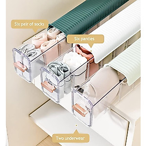 Socks Underwear Wall Mount Drawer Organizer, Switchable 6 Cell Drawer Acrylic Organizers Self-Adhesive Anti Dust Storage Boxes for Clothes Socks Lingerie Underwear Ties (Green)