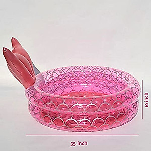 Benelet Inflatable Backyard Kiddie Mermaid Pools, Garden Round Swimming Pool for Kids, Kiddie Paddling Pool Indoor&Outdoor Baby Ball Pit Pool (35 inch)