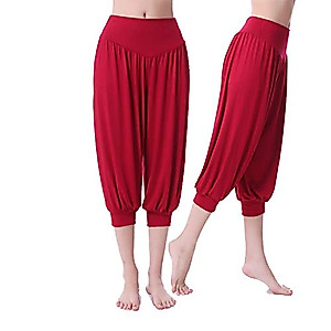 LKXHarleya Women Modal Harem Yoga Pants Loose Casual Fold Over Pilates Capri Pants Yoga Pants