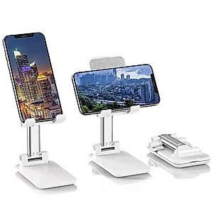 ChashenHa-Cell Phone Stand，Desktop Phone Stand ，Portable Folding Phone Stand, Foldable and Angle-Adjustable Height-elevating Holder, Suitable for All Smartphones and iPhones，（White）-2