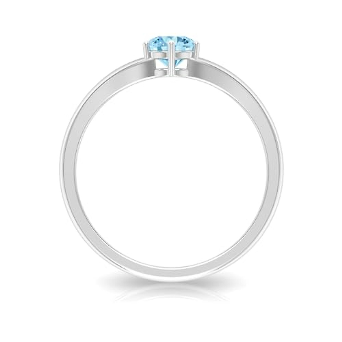 Natural Aquamarine Promise Ring for Women, AAA Quality, Certified March Birthstone Ring - With Jewelry Box, 14K White Gold, Size:US 4.00