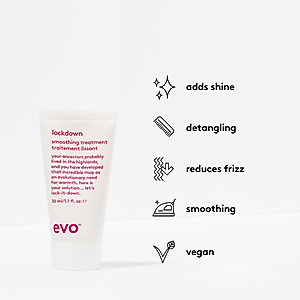 EVO Lockdown Smoothing Treatment - Leave-In Hair Treatment - Protects Color-Treated Hair and Reduces Frizz - Travel Size, 30ml / 1.01fl.oz