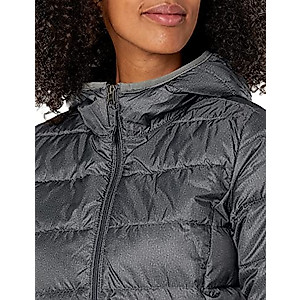 Amazon Essentials Women's Lightweight Water-Resistant Hooded Puffer Coat (Available in Plus Size), Charcoal Heather, X-Large