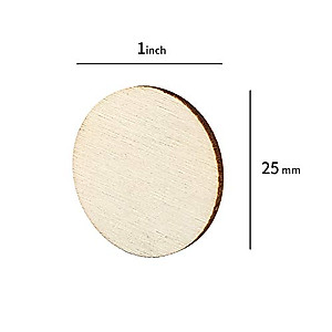 200 Pieces 1 Inch Unfinished Wood Slices Round Disc Circle Wood Pieces Wooden Cutouts Ornaments for Craft and Decoration